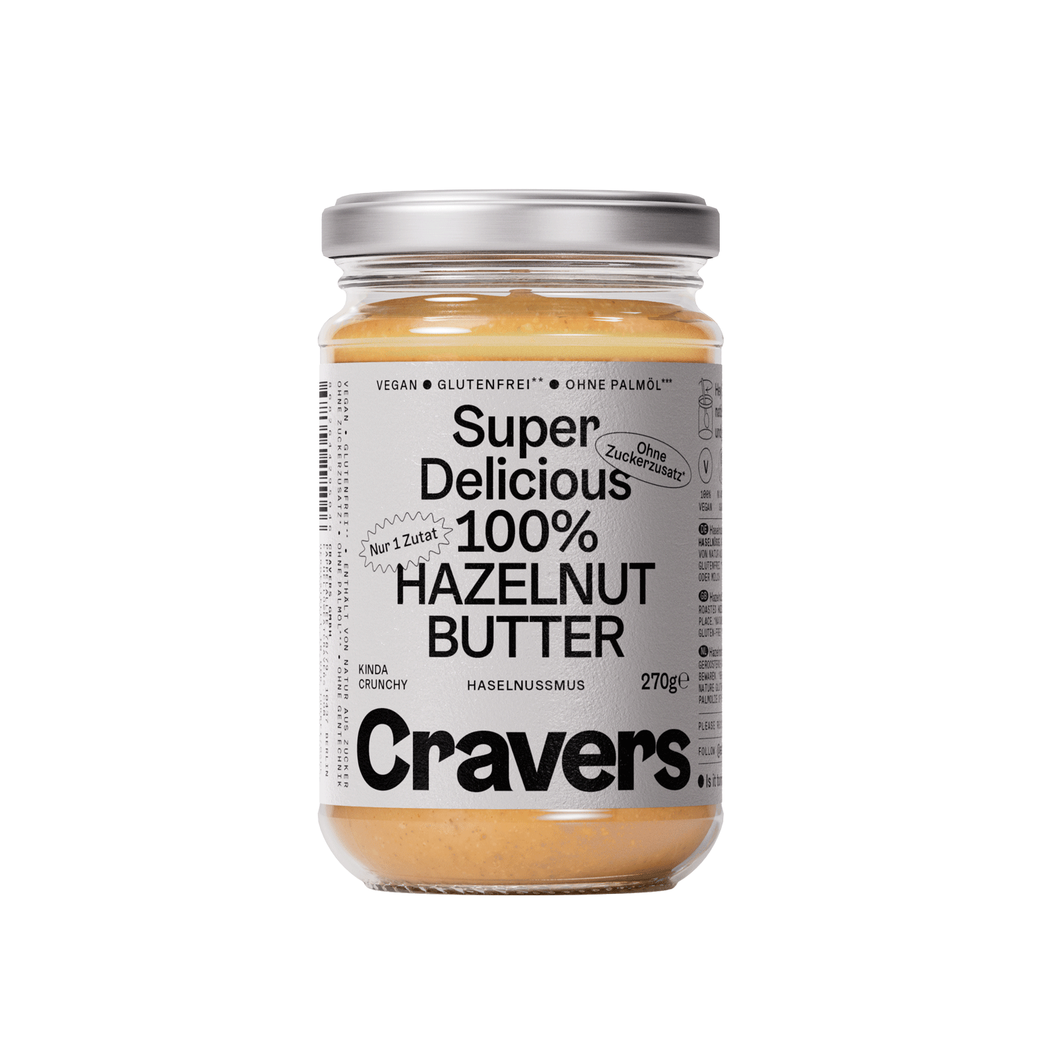 CRAVERS 100% Hazelnut Butter | Only 1 Ingredient | Vegan | No Palm Oil